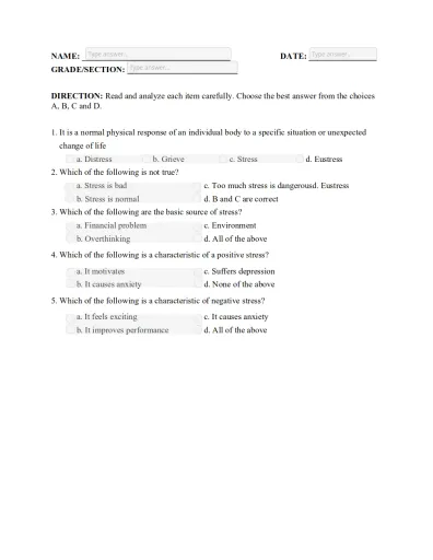 HEALTH-QUIZ NO.1 Interactive Worksheet – Edform