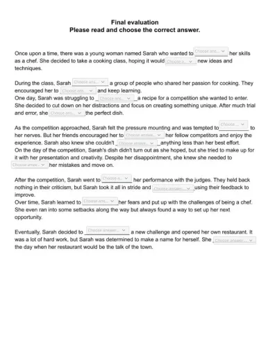 Final evaluation Interactive Worksheet – Edform