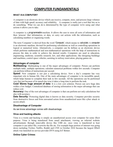 Computer Fundamentals Interactive Worksheet – Edform