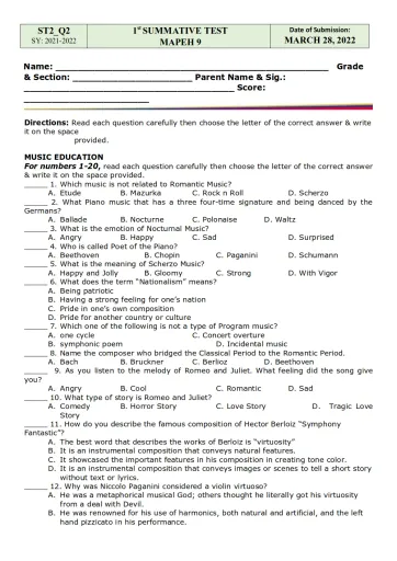 MAPEH 9 ST1 Q3 EDFORM Interactive Worksheet – Edform