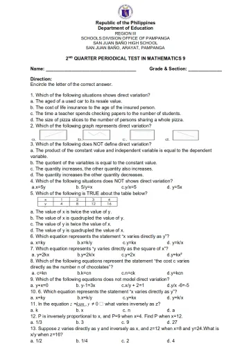 Math 9 2nd Quarter Interactive Worksheet – Edform