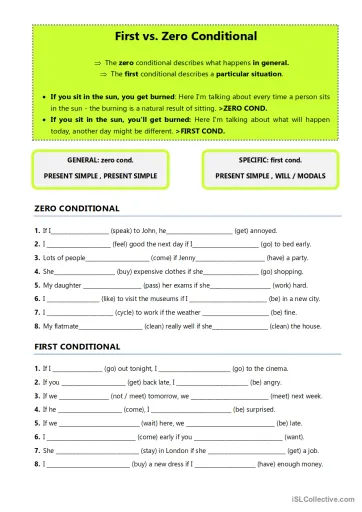 ZERO and FIRST CONDITIONAL Interactive Worksheet – Edform