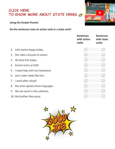 STATE VERBS Block 5 Interactive Worksheet – Edform