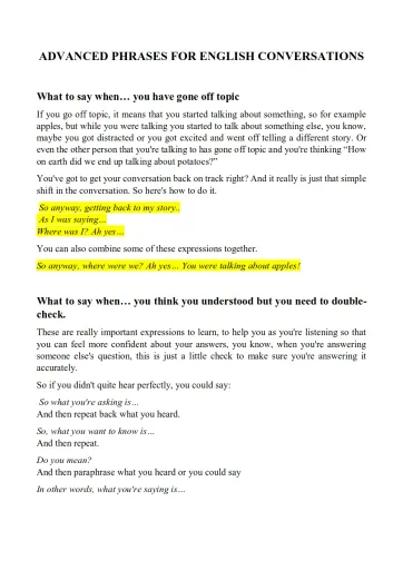 Advanced Phrases For English Conversations Interactive Worksheet – Edform