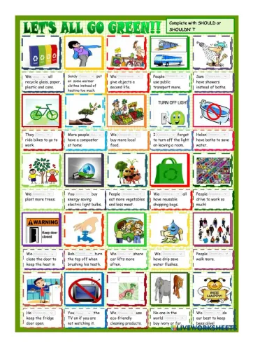 Let's all go green!!! Interactive Worksheet – Edform