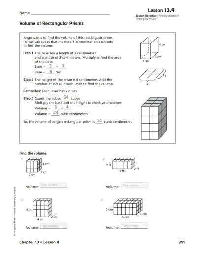 Finding Volume Interactive Worksheet – Edform