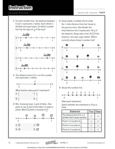 Fraction on a number line Concept Practice Interactive Worksheet – Edform