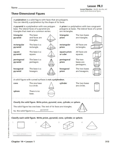 3D Figures Interactive Worksheet – Edform