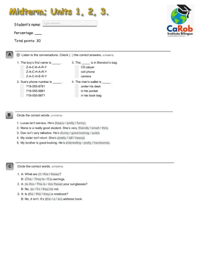 Midterm, units 1 2 3 - On December 16th, 2022 Interactive Worksheet – Edform