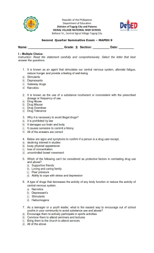 Second Quarter Summative Exam Interactive Worksheet – Edform