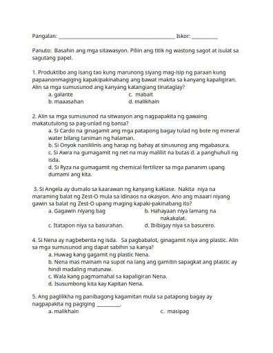 ESP 6 QUIZ Interactive Worksheet – Edform