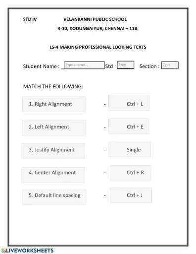 連連看 Interactive Worksheet – Edform