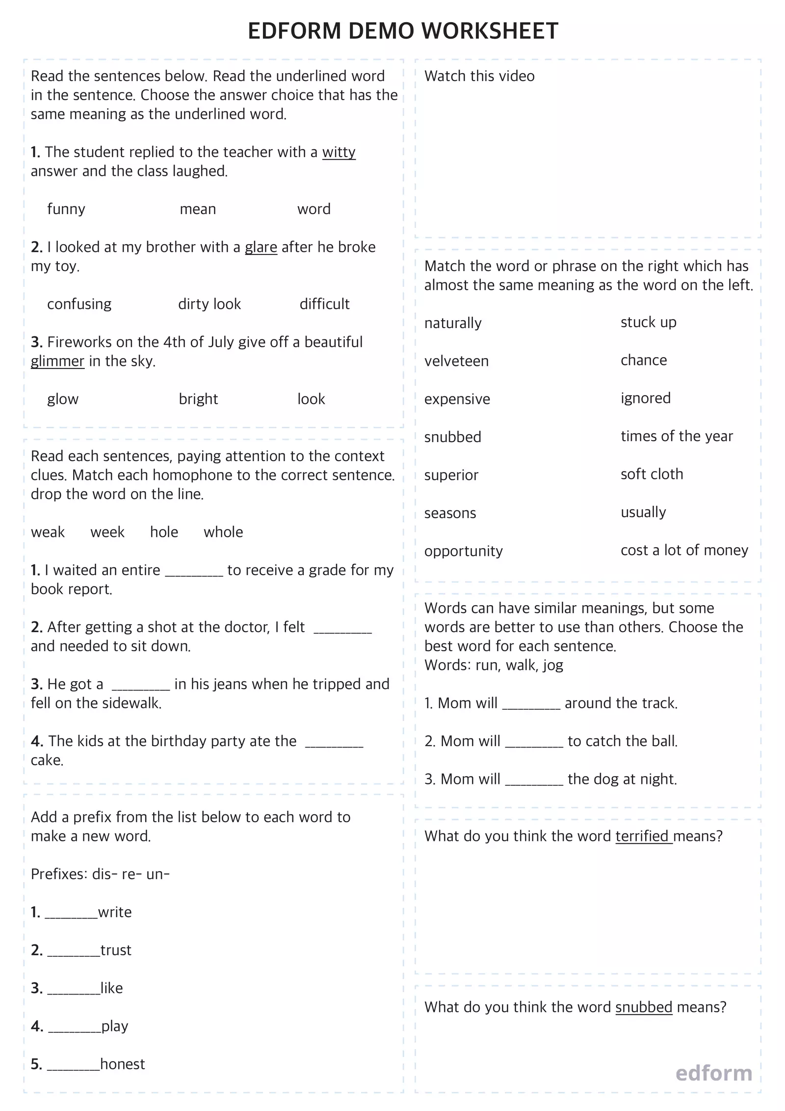 Edform Demo Worksheet Interactive Worksheet – Edform